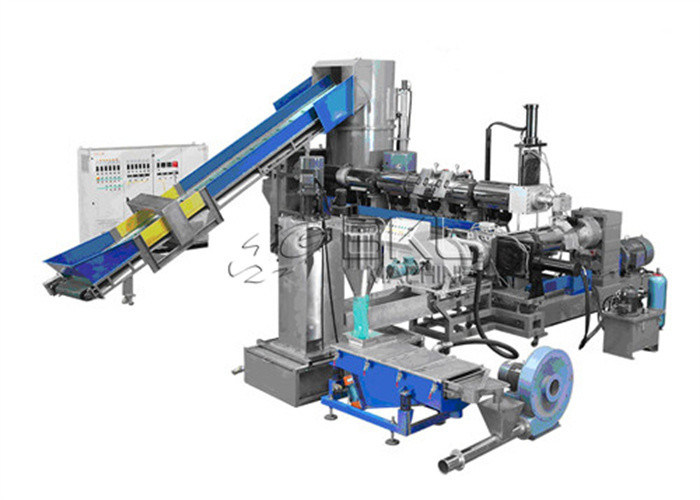 Two Stage PET Flakes Pelletizing Machine Plastic Film Recycling 100mm